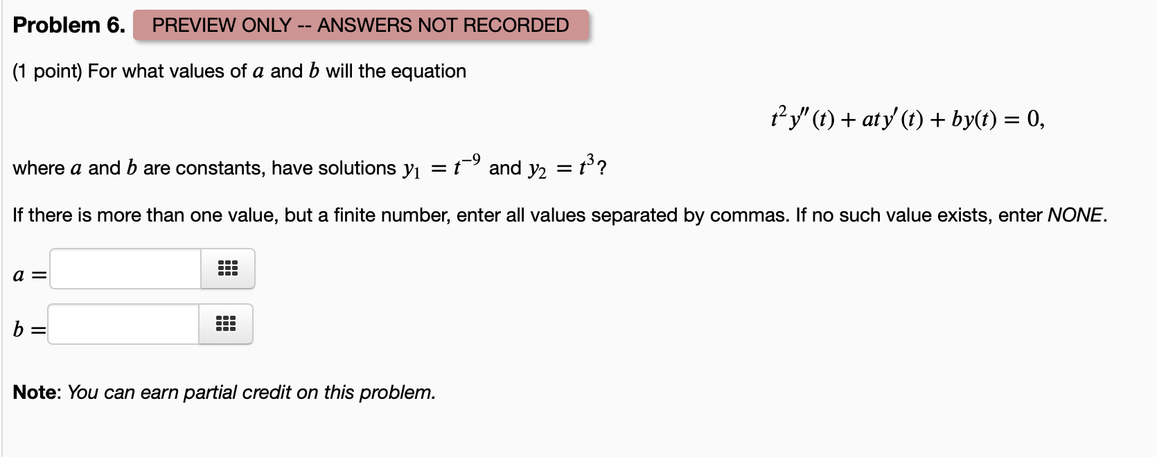 Solved Problem 6. PREVIEW ONLY -- ANSWERS NOT RECORDED (1 | Chegg.com