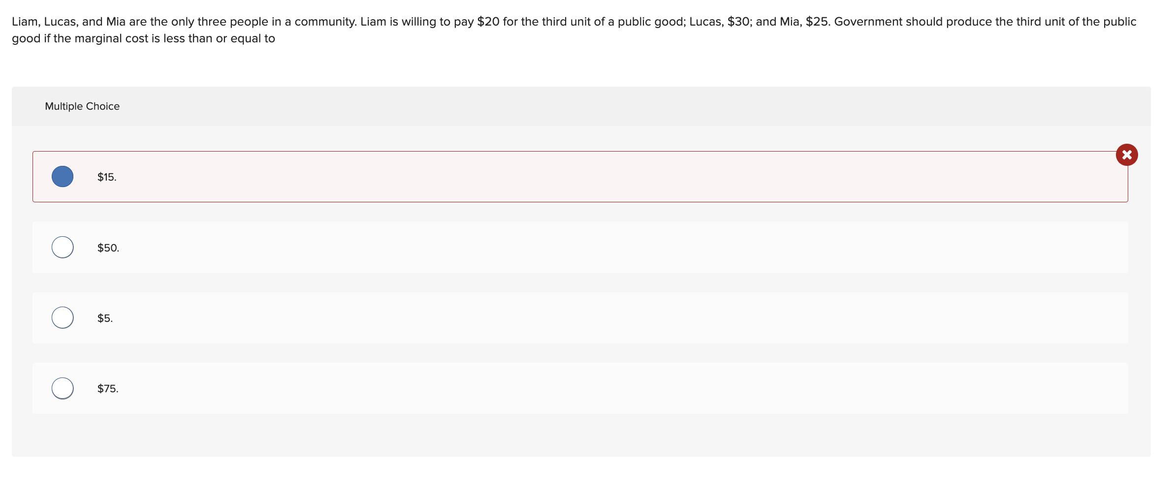 Solved good if the marginal cost is less than or equal | Chegg.com