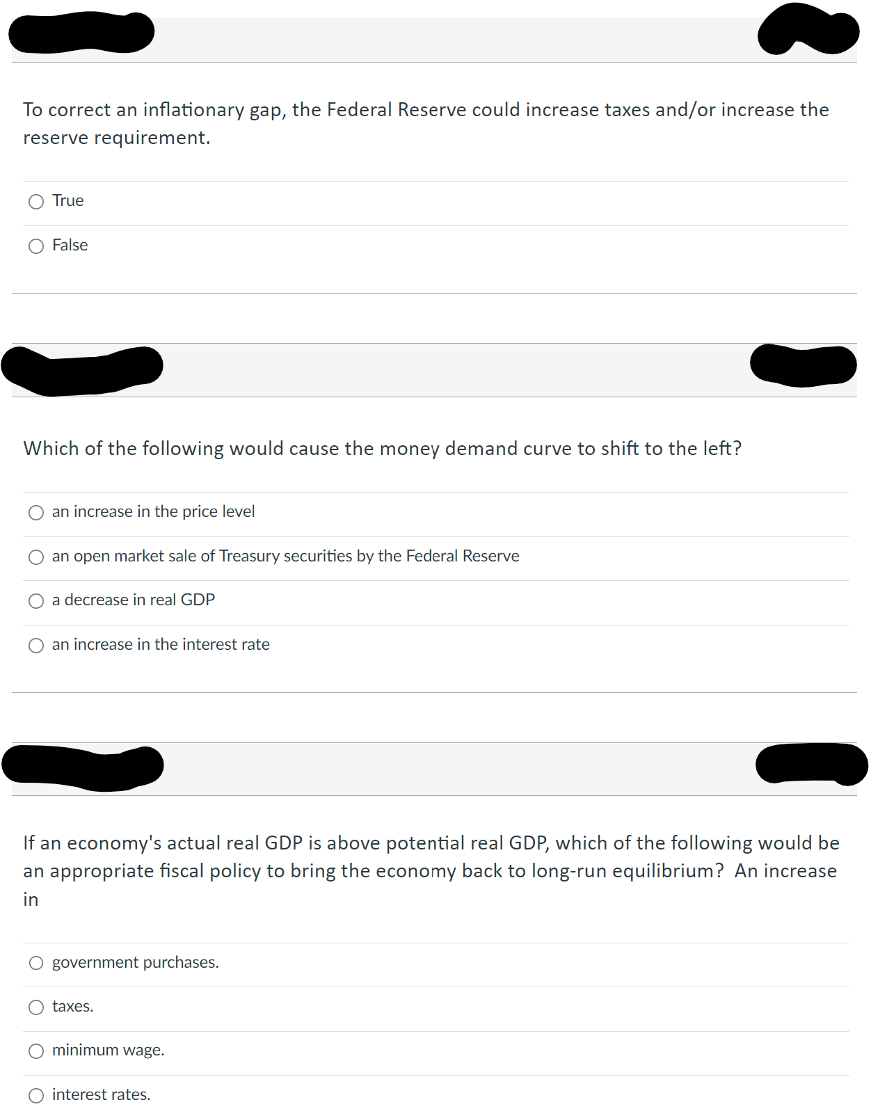 Solved To correct an inflationary gap, the Federal Reserve | Chegg.com