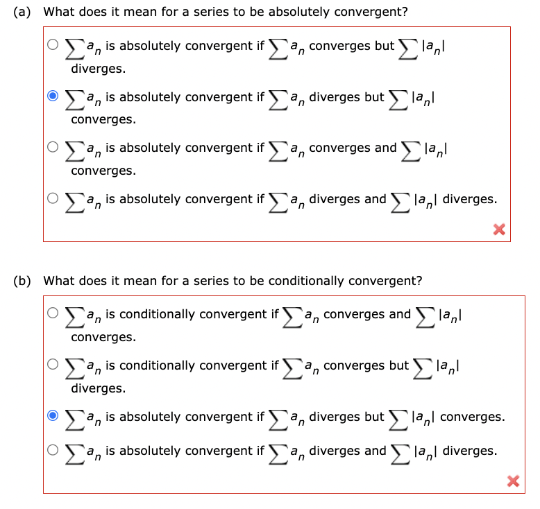 Solved What does it mean for a series to be absolutely | Chegg.com
