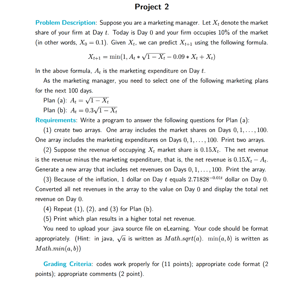 Project 2 Problem Description: Suppose you are a | Chegg.com