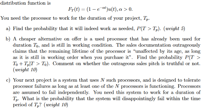 Solved Problem # 13. The lifetime of a processor is a random | Chegg.com