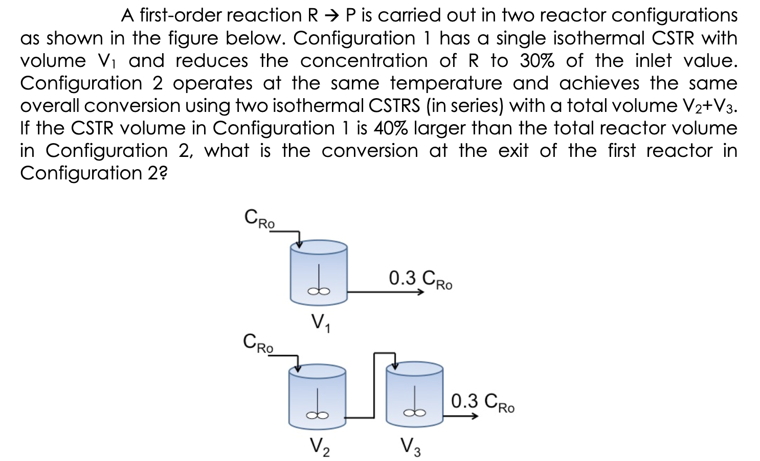 Solved A first-order reaction R→P is carried out in two | Chegg.com