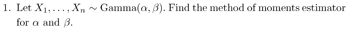 Solved Gamma A B Find The Method Of Moments Estimator 1