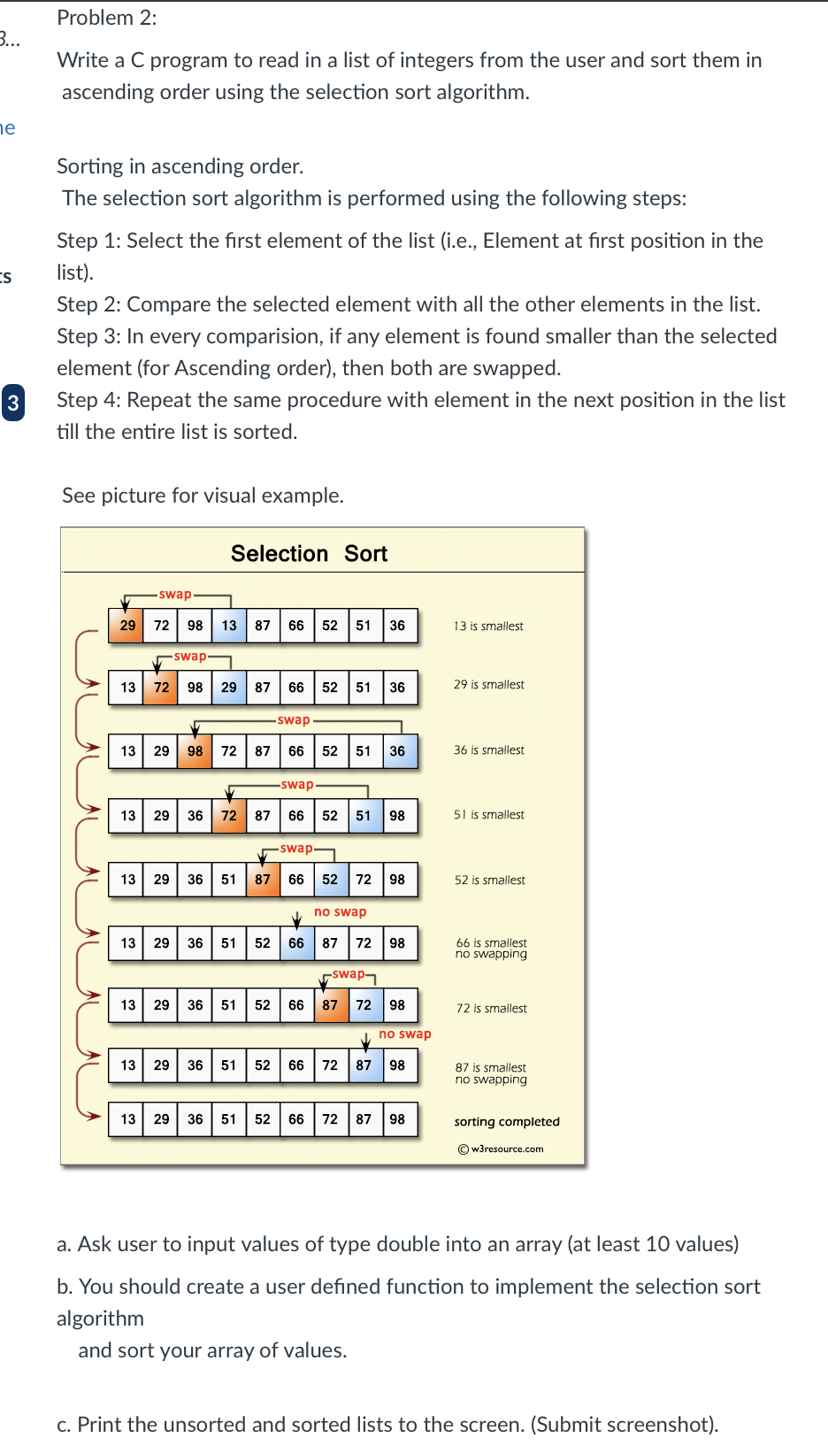 Solved Problem 2: Write a C program to read in a list of | Chegg.com