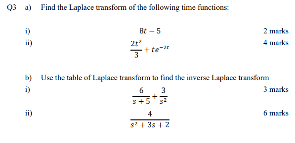 Solved a) Find the Laplace transform of the following time | Chegg.com