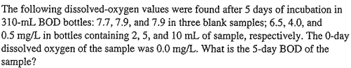 Solved The following dissolved-oxygen values were found | Chegg.com