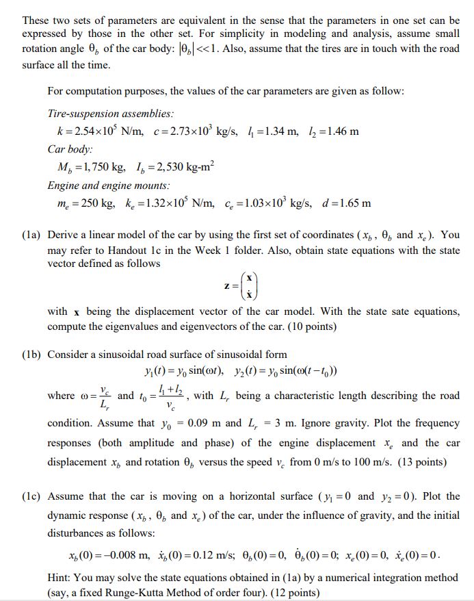 Solved Task 1. Simulation of a Three-DOF Model of | Chegg.com