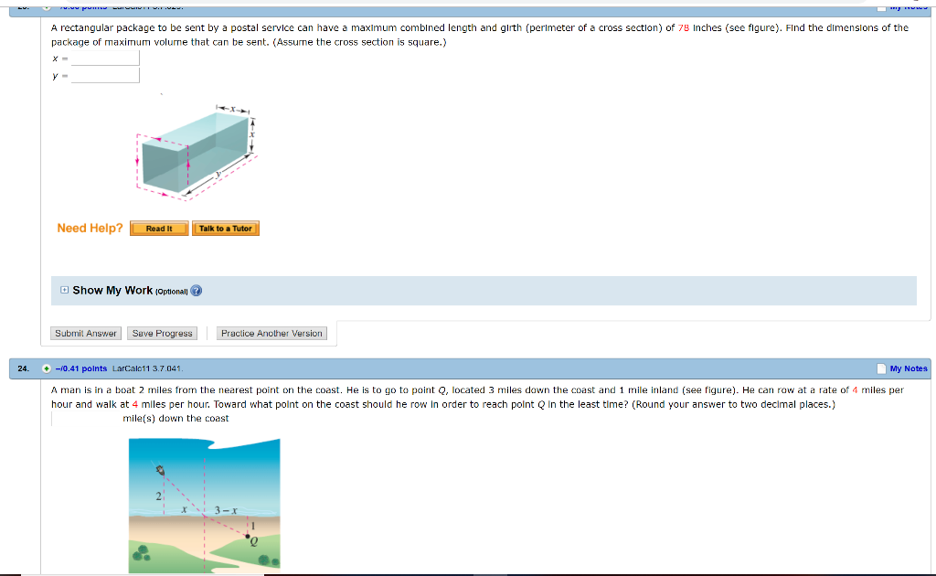 Solved A rectangular package to be sent by a postal service | Chegg.com