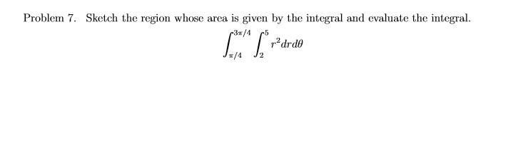 Solved Problem 7. Sketch the region whose area is given by | Chegg.com