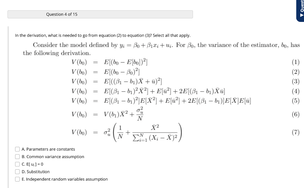 Solved Question 4 of 15 In the derivation, what is needed to | Chegg.com