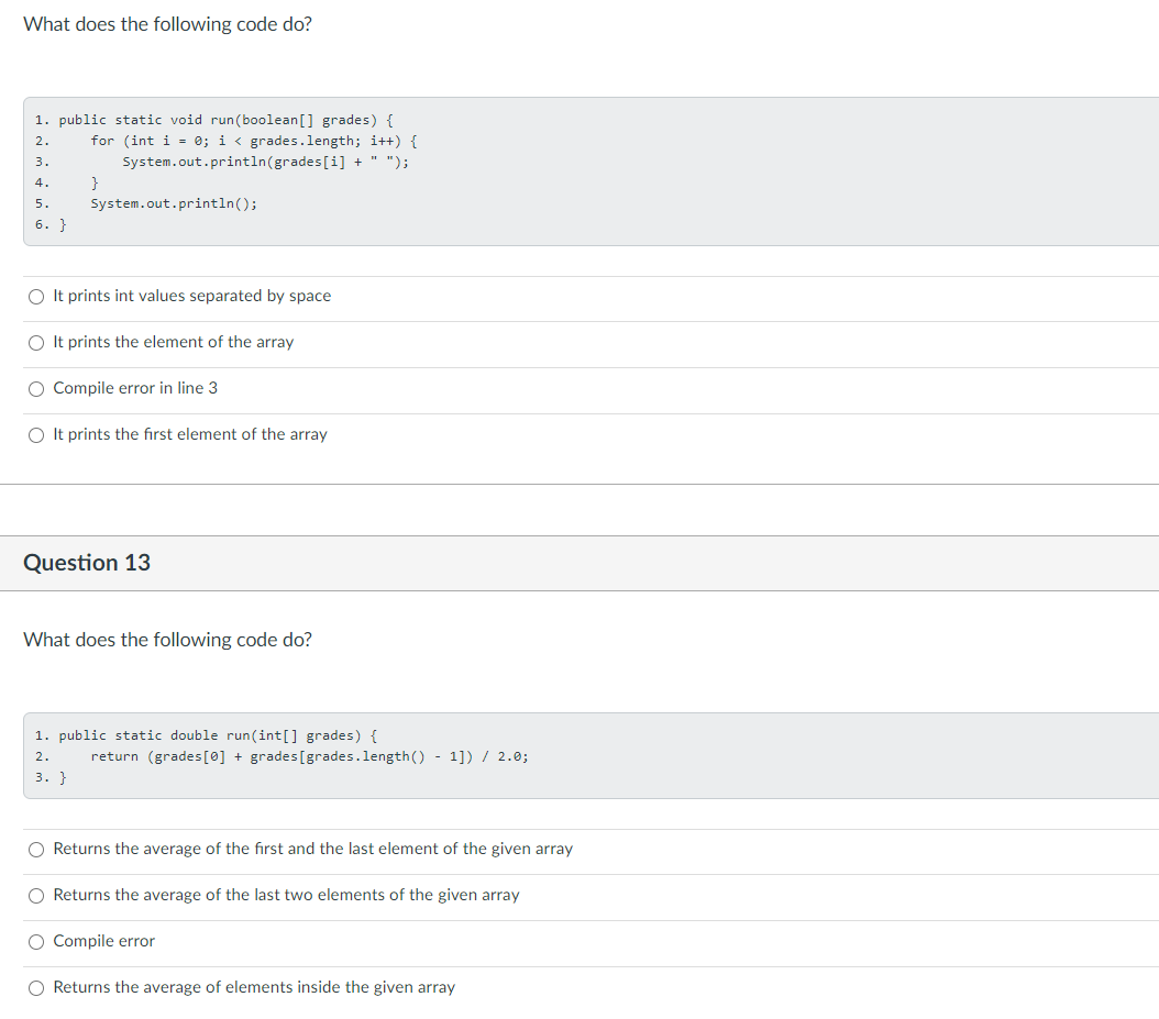 Solved What does the following code do? 1. public static | Chegg.com