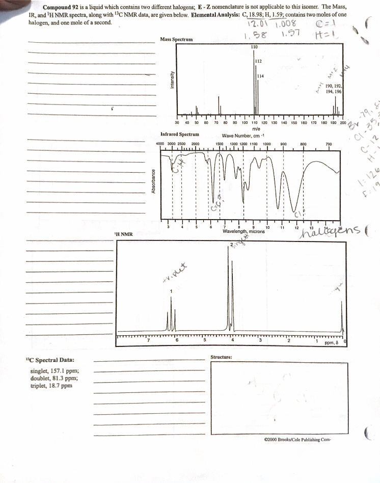 Solved Compound 92 is a liquid which contains two different | Chegg.com