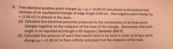 Solved Two identical positive point charges (gi +2.00 nc) | Chegg.com