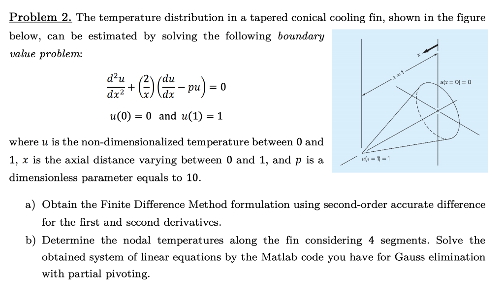 Problem 2. The temperature distribution in a tapered | Chegg.com