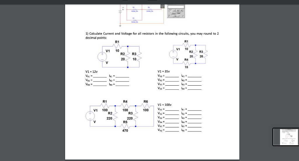 Solved DIRECTIONS: Solve the following circuits by hand, | Chegg.com