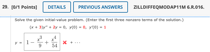 Solved 29. [0/1 Points) DETAILS PREVIOUS ANSWERS | Chegg.com