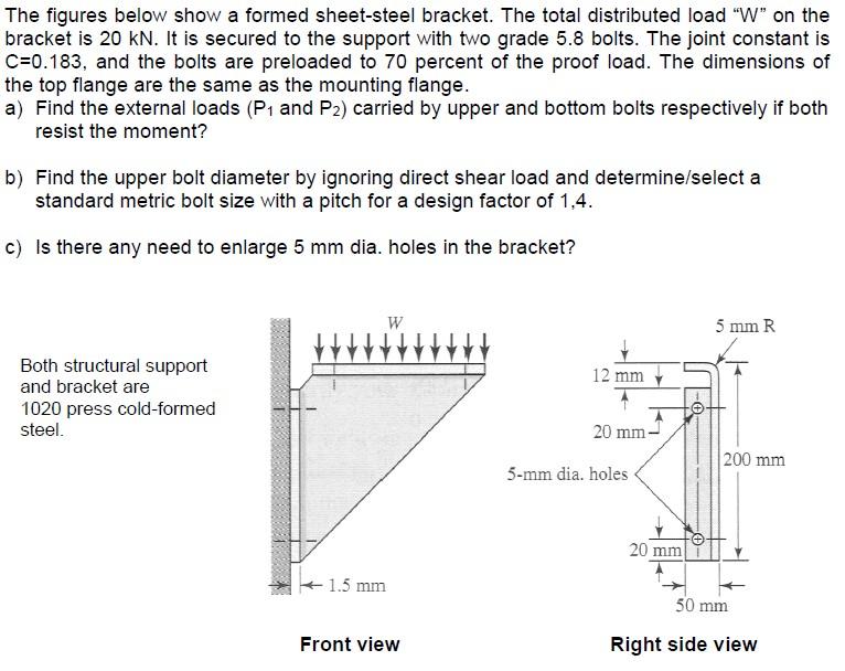 Solved The figures below show a formed sheet-steel bracket. | Chegg.com