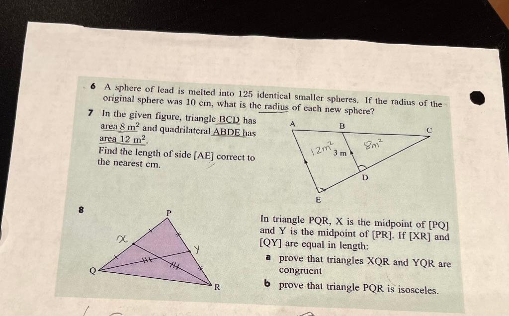 Solved In triangle PQR, X is the midpoint of [PQ] and Y is | Chegg.com