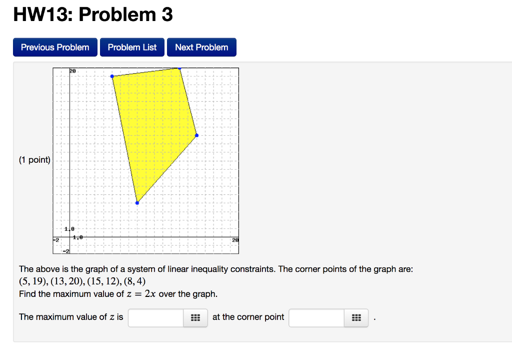 Solved HW13: Problem 3 Previous Problem Problem List Next | Chegg.com Solved HW13: Problem 3 Previous Problem Problem List Next | Chegg.com
