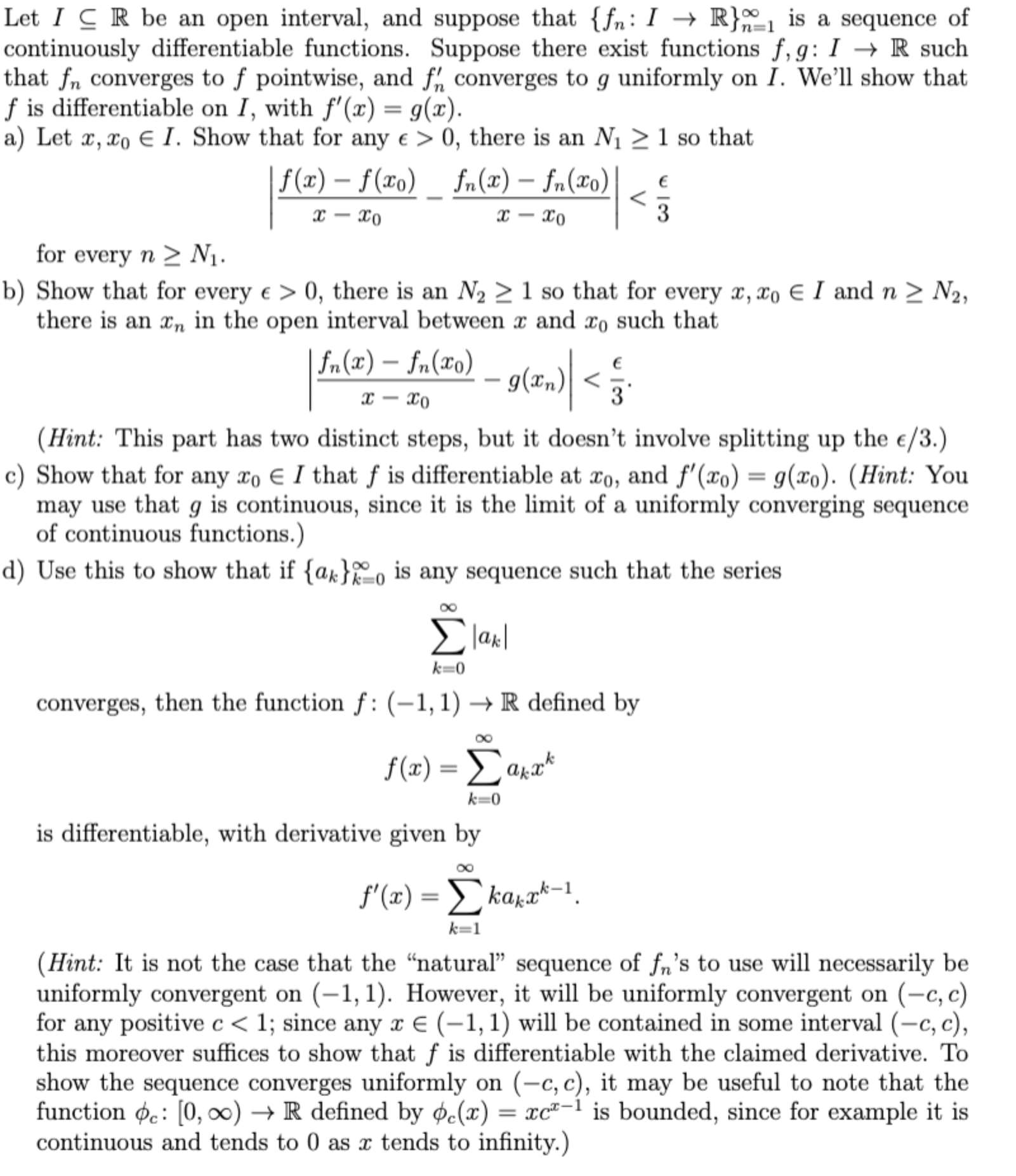 Solved Let IsubeR be an open interval, and suppose that | Chegg.com