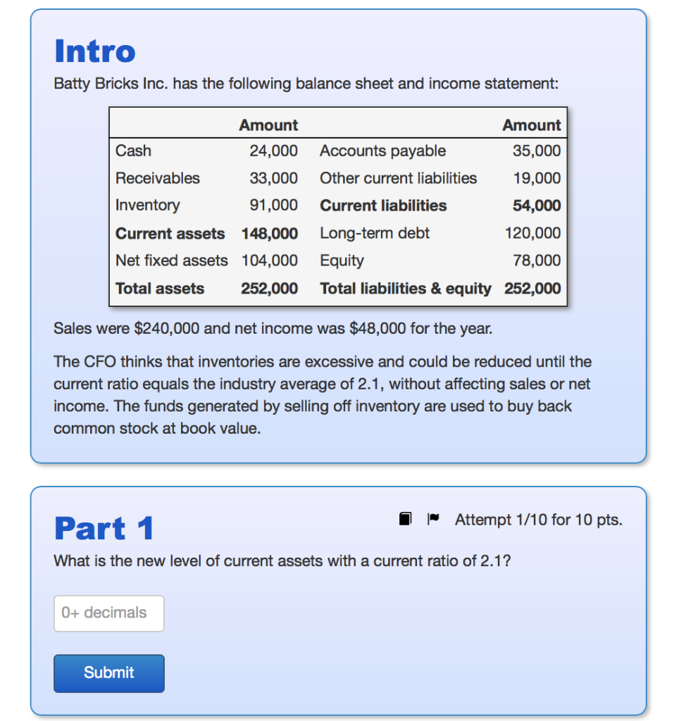 Solved Intro Batty Bricks Inc. has the following balance | Chegg.com