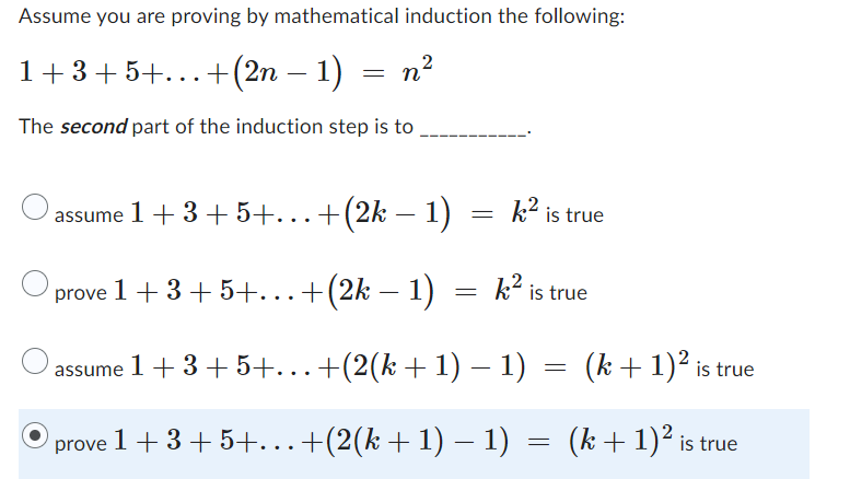 Solved Assume you are proving by mathematical induction the | Chegg.com