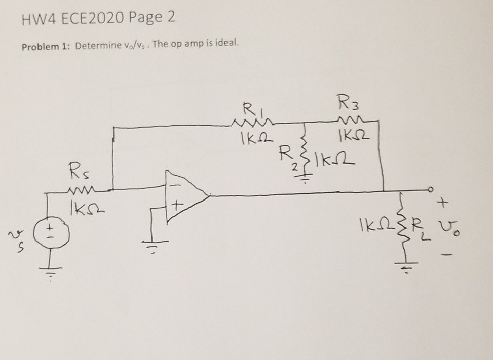 Solved HW4 ECE2020 Page 2 Problem 1: Determine vo/v,. The op | Chegg.com