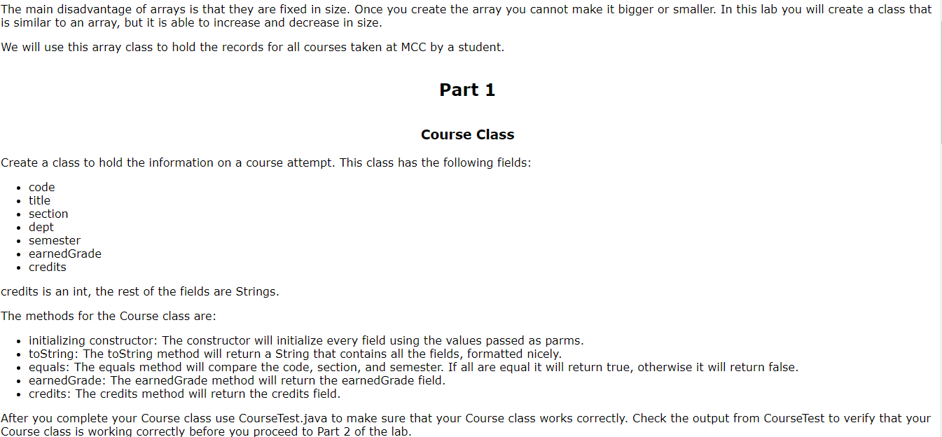 Part 2 Myarray Class Your Class Should Have The 