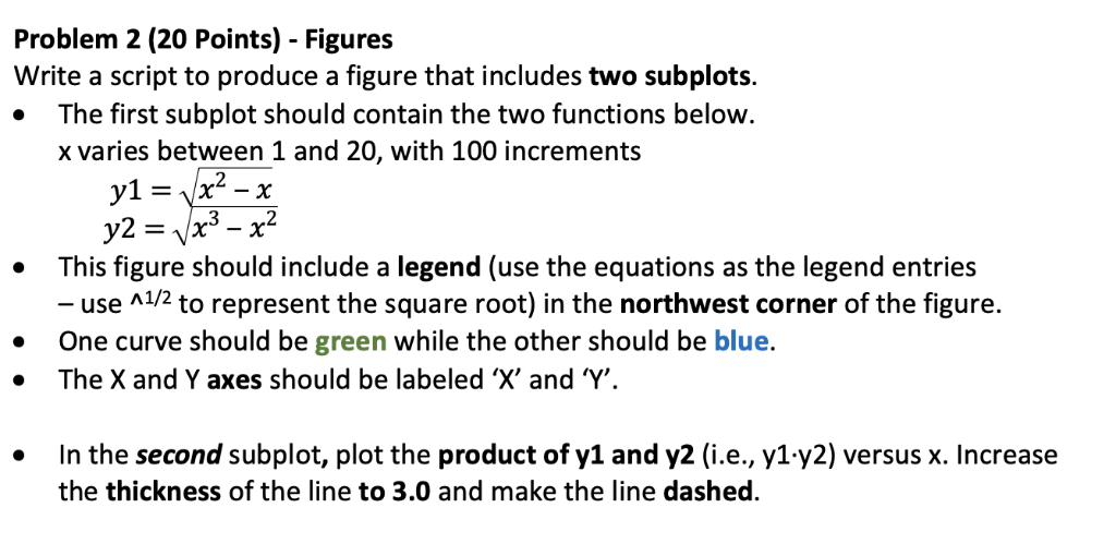 Matlabr2018b Write Script Produce Figure Includes Two Subplots First Subplot Contain Two F
