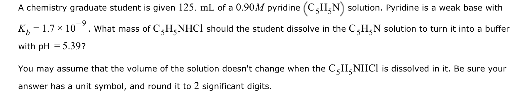 Solved A chemistry graduate student is given 125.mL ﻿of a | Chegg.com