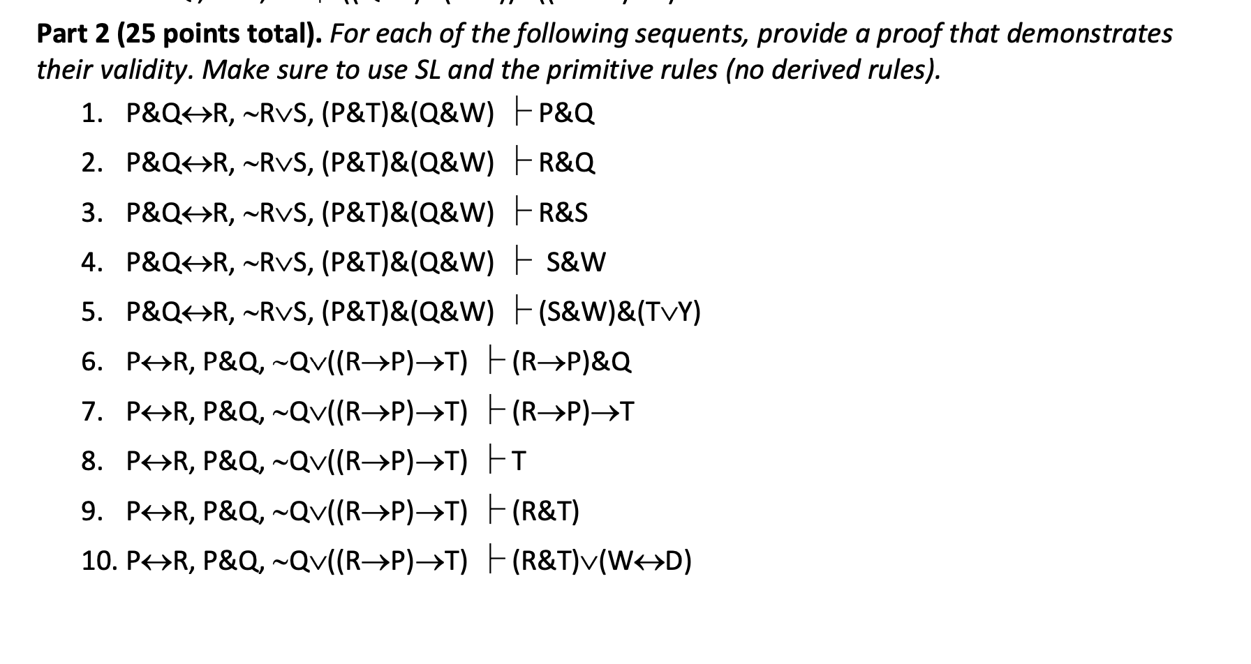 Solved Part 2 (25 points total). For each of the following | Chegg.com