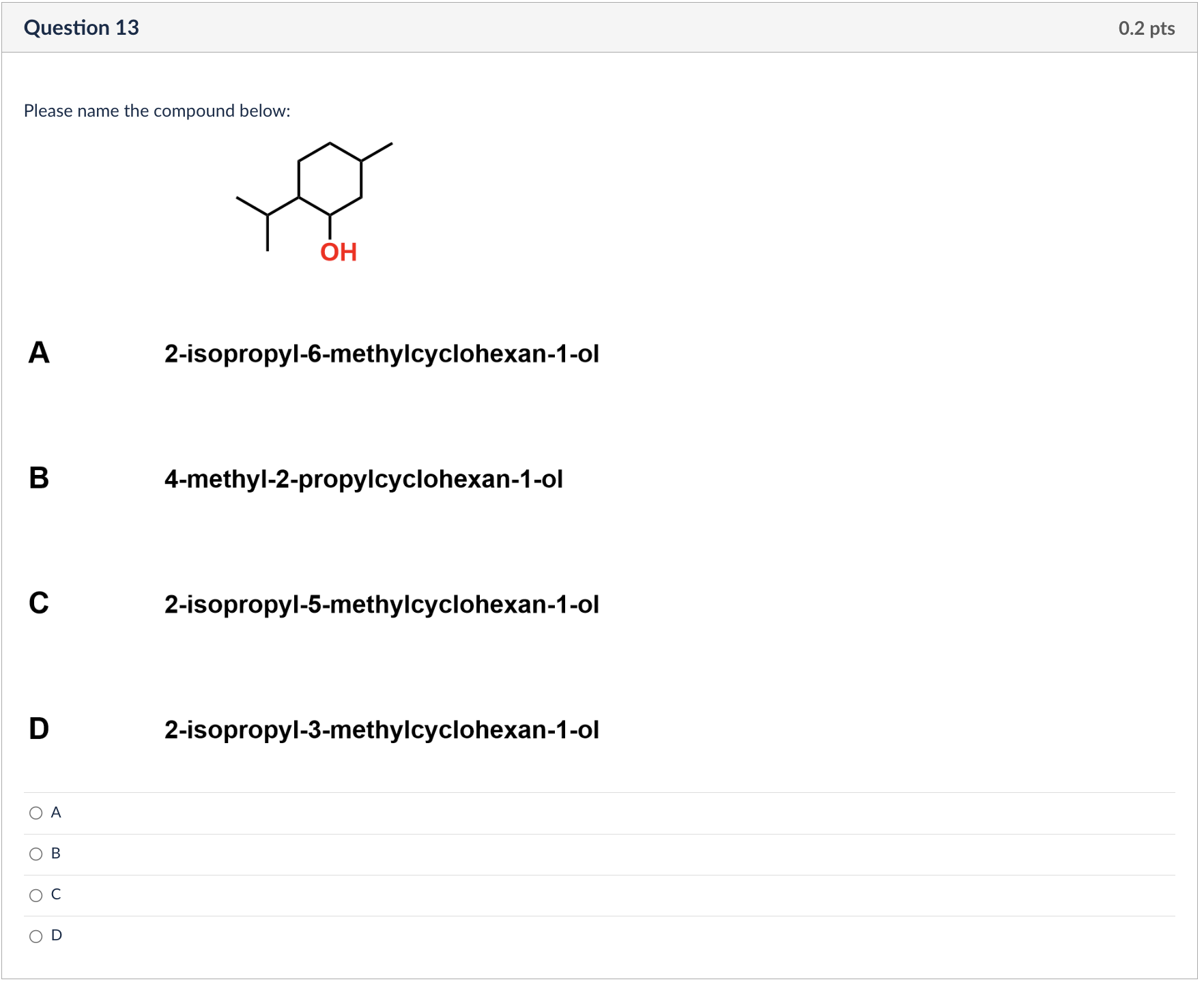 Solved Please name the compound below: A | Chegg.com