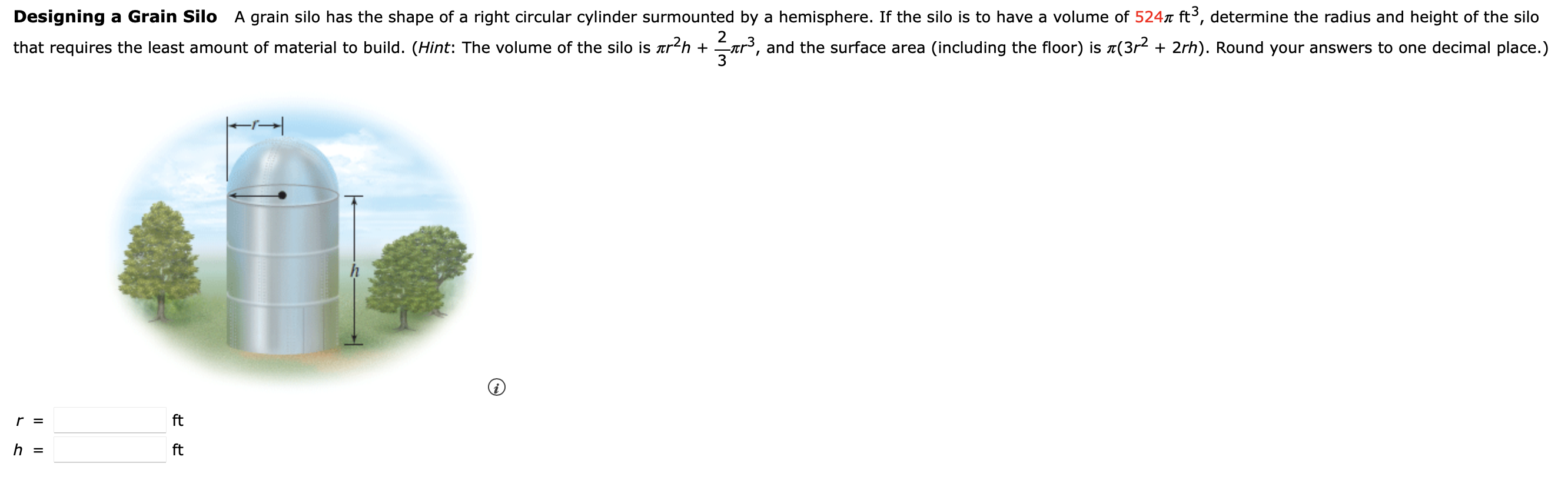 Solved Designing a Grain Silo A grain silo has the shape of | Chegg.com