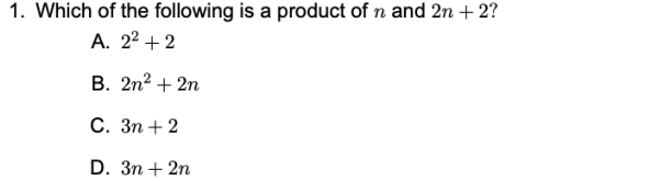 Solved 1. Which of the following is a product of n and 2n+2 | Chegg.com