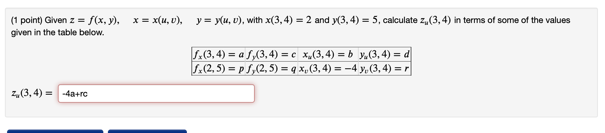 Solved (1 point) Given z = f(x, y), given in the table | Chegg.com Solved (1 point) Given z = f(x, y), given in the table | Chegg.com