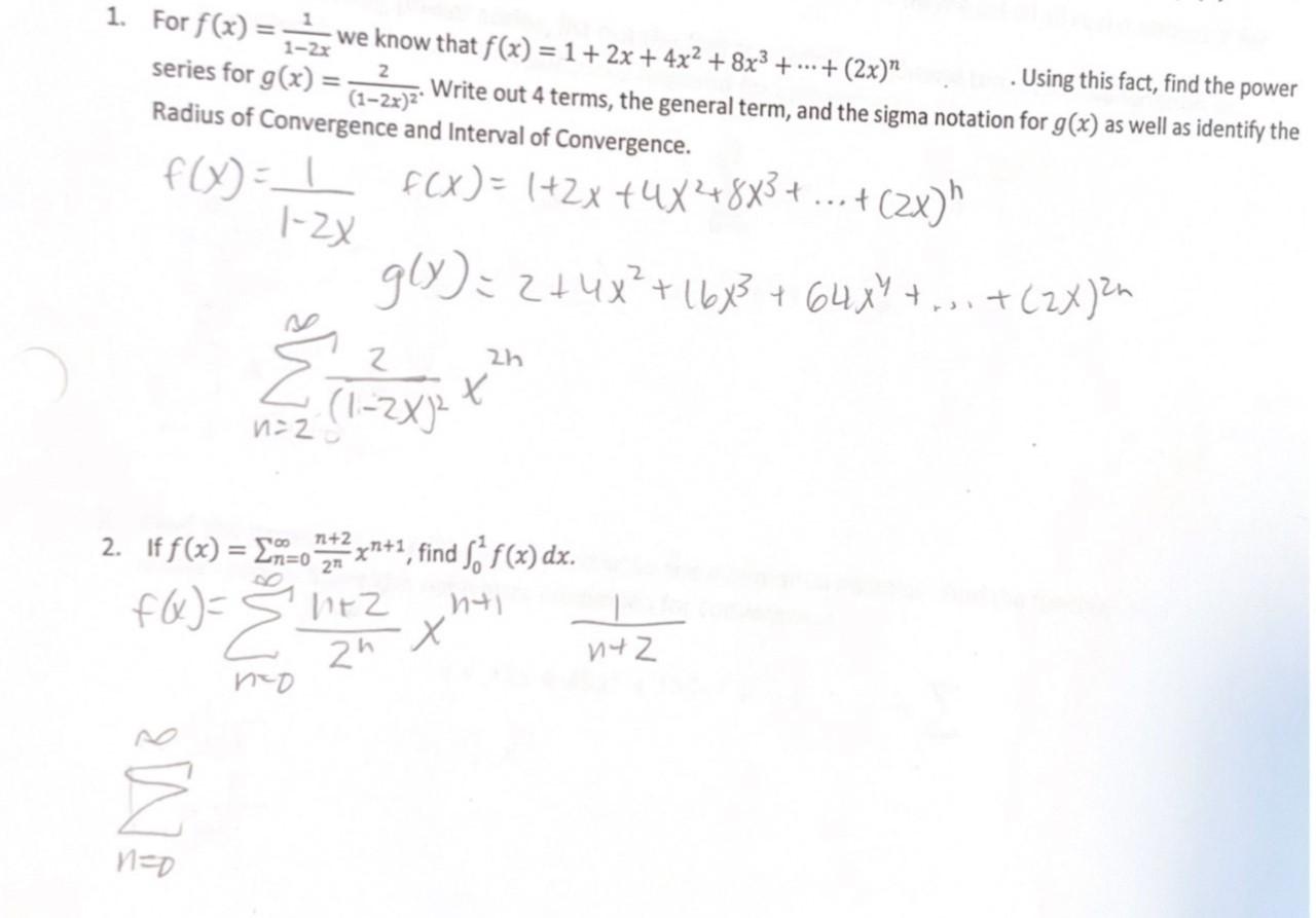 Solved 1. For f(x)=1−2x1 we know that | Chegg.com