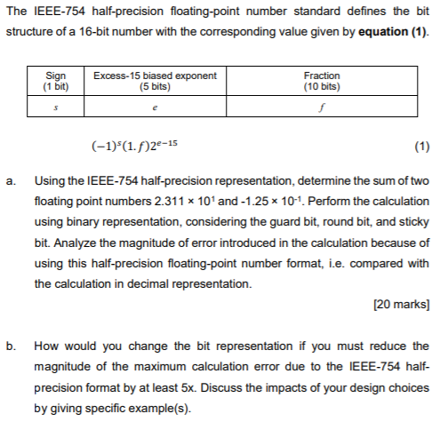 The IEEE-754 half-precision floating-point number | Chegg.com