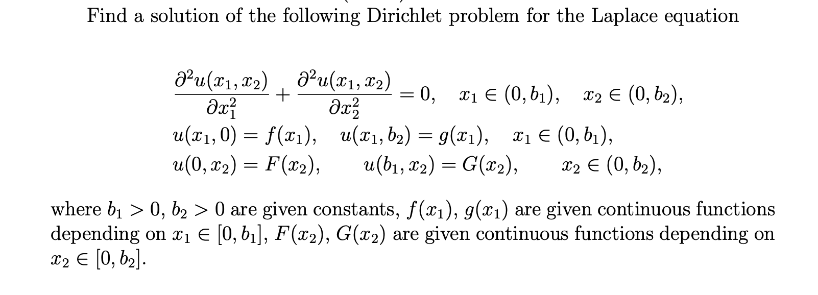 Solved Find a solution of the following Dirichlet problem | Chegg.com