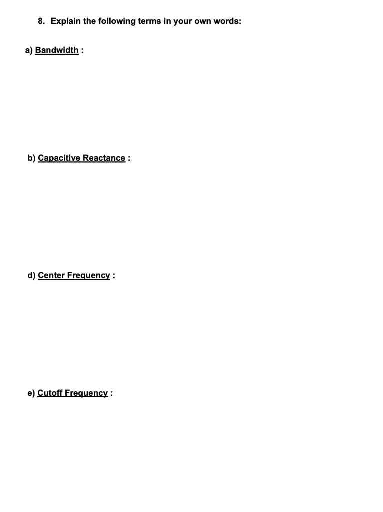 Solved 8. Explain the following terms in your own words: a) | Chegg.com