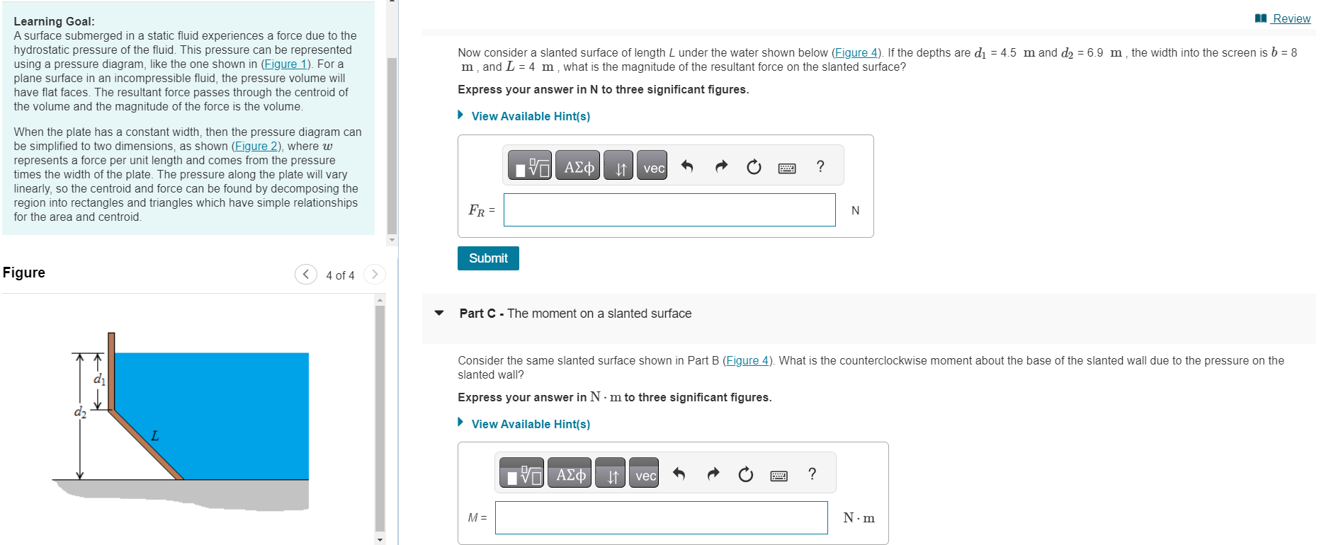 Solved Learning Goal: A surface submerged in a static fluid | Chegg.com