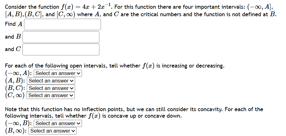 Solved Consider the function f(x)=4x+2x-1. ﻿For this | Chegg.com