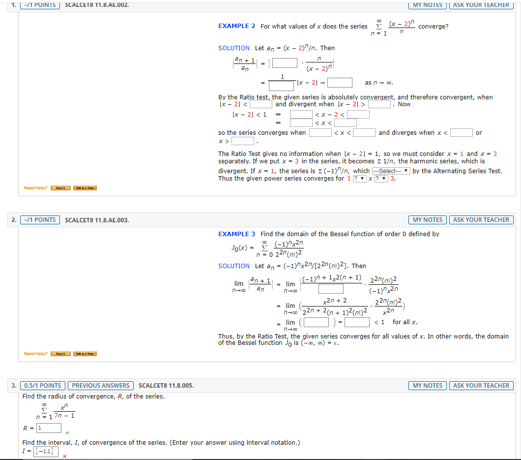 Solved 1. | -/1 POINTS SCALCET8 11.8.AE.002. | MY NOTES | | Chegg.com