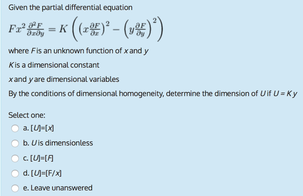 Solved Given the partial differential equation where Fis an | Chegg.com