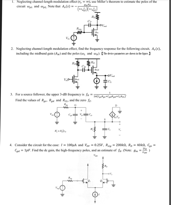 Solved 1. Neglecting channel-length modulation effect (ro | Chegg.com