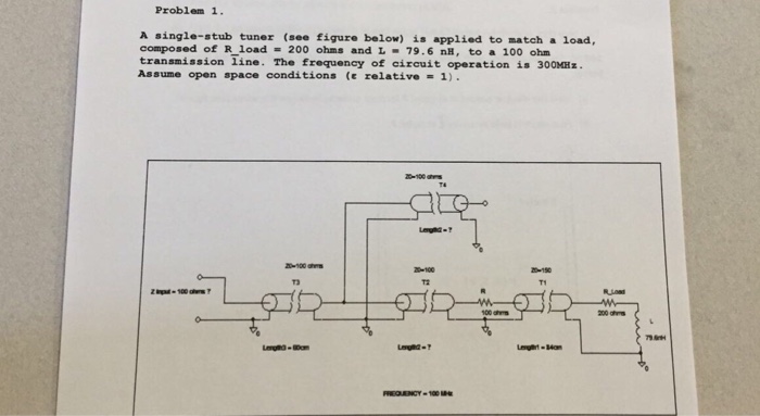 A single-stub tuner see figure below) is applied to | Chegg.com