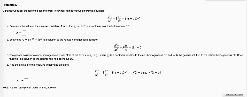 Solved Problem 3. (2 points) Consider the following second | Chegg.com