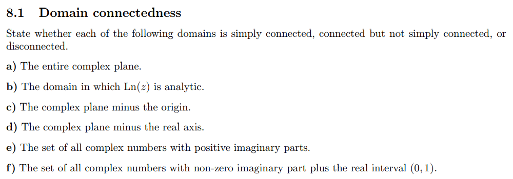 Solved 8.1 Domain connectedness State whether each of the | Chegg.com