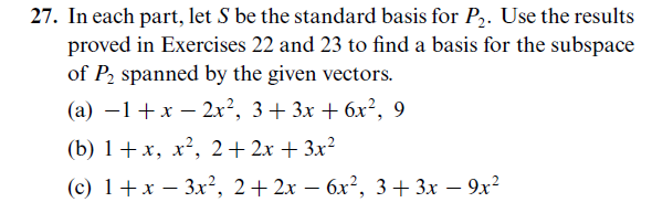 Solved 27. In each part, let S be the standard basis for P2. | Chegg.com