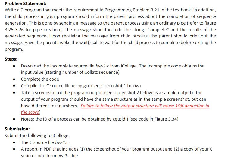 Solved Problem Statement: Write a C program that meets the | Chegg.com